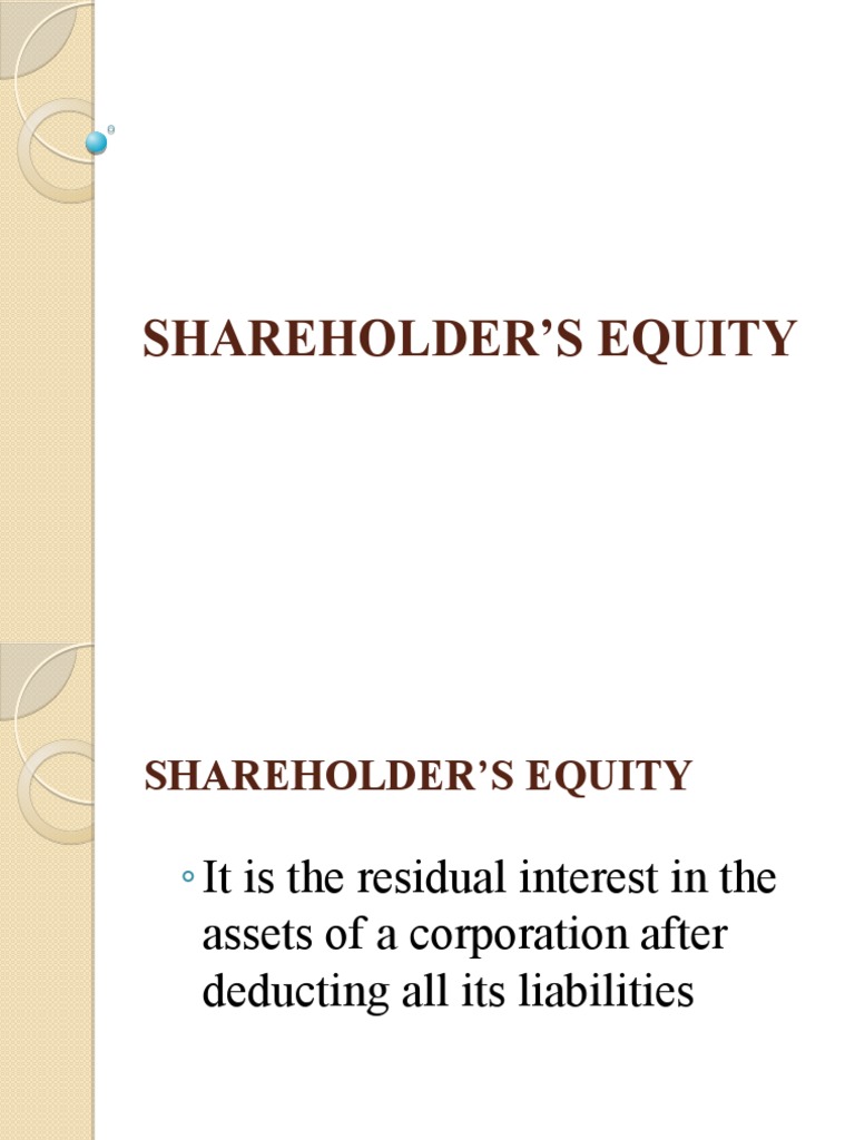 Ch10&11. Shareholders' Equity | PDF | Retained Earnings | Dividend