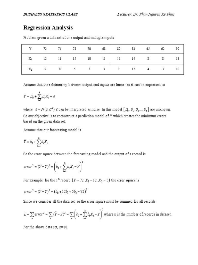 Regression Analysis: Business Statistics Class Lecturer: Dr. Phan Nguyen Ky Phuc | PDF | Errors ...