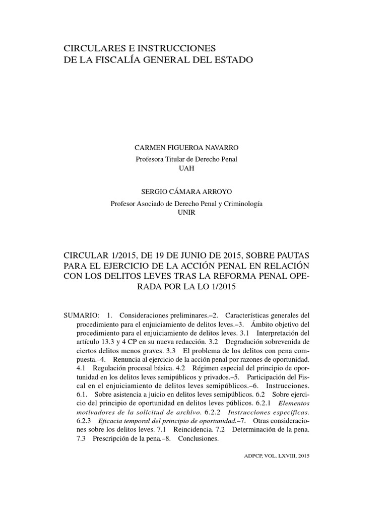 PAUTAS Ejercicio Accion Penal DL Circular 1-2015 | PDF | Perdón | Derecho penal