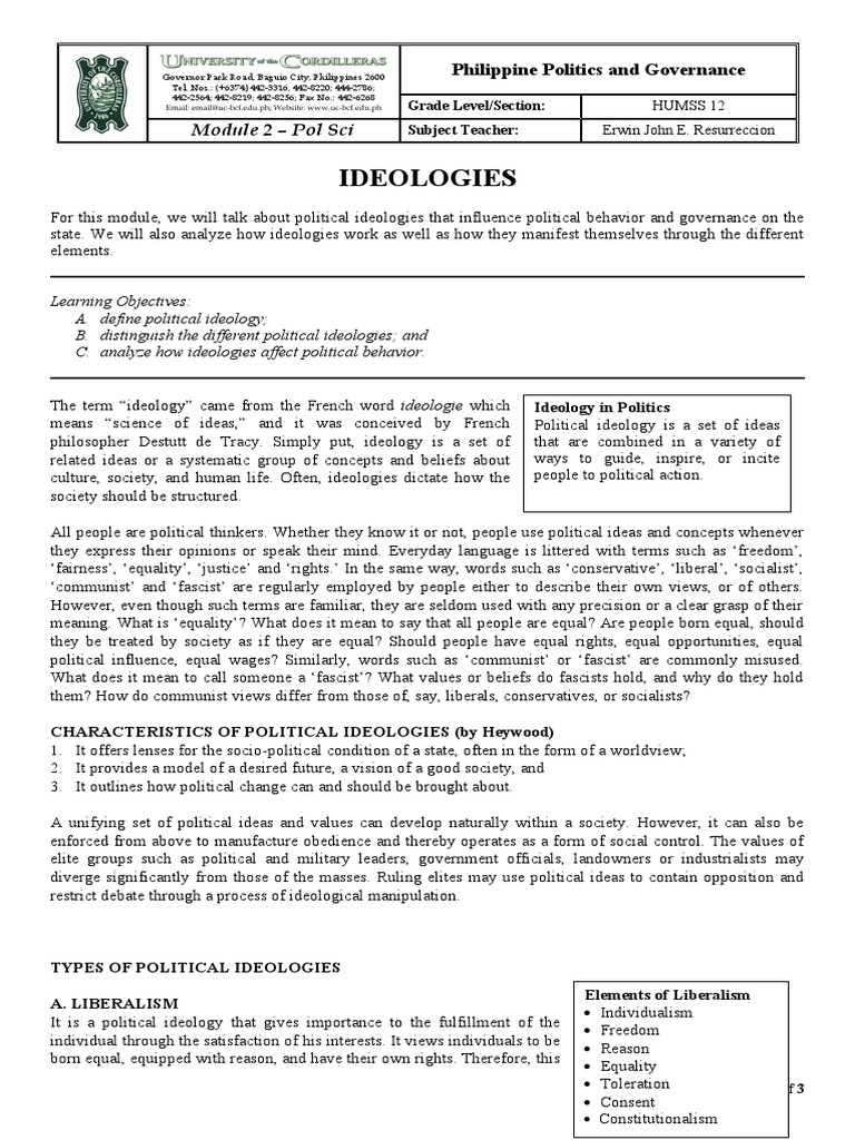PPG Module 2 - Ideologies | Download Free PDF | Communism | Ideologies