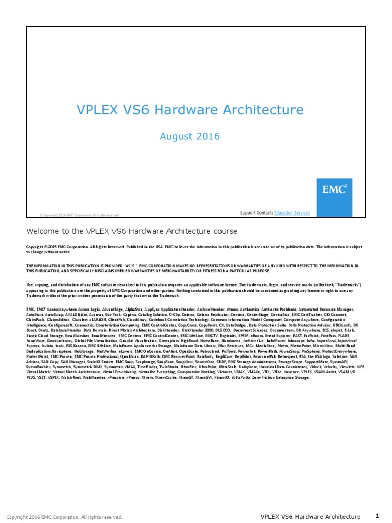 Welcome To The VPLEX VS6 Hardware Architecture Course | PDF | Solid State Drive | Ip Address