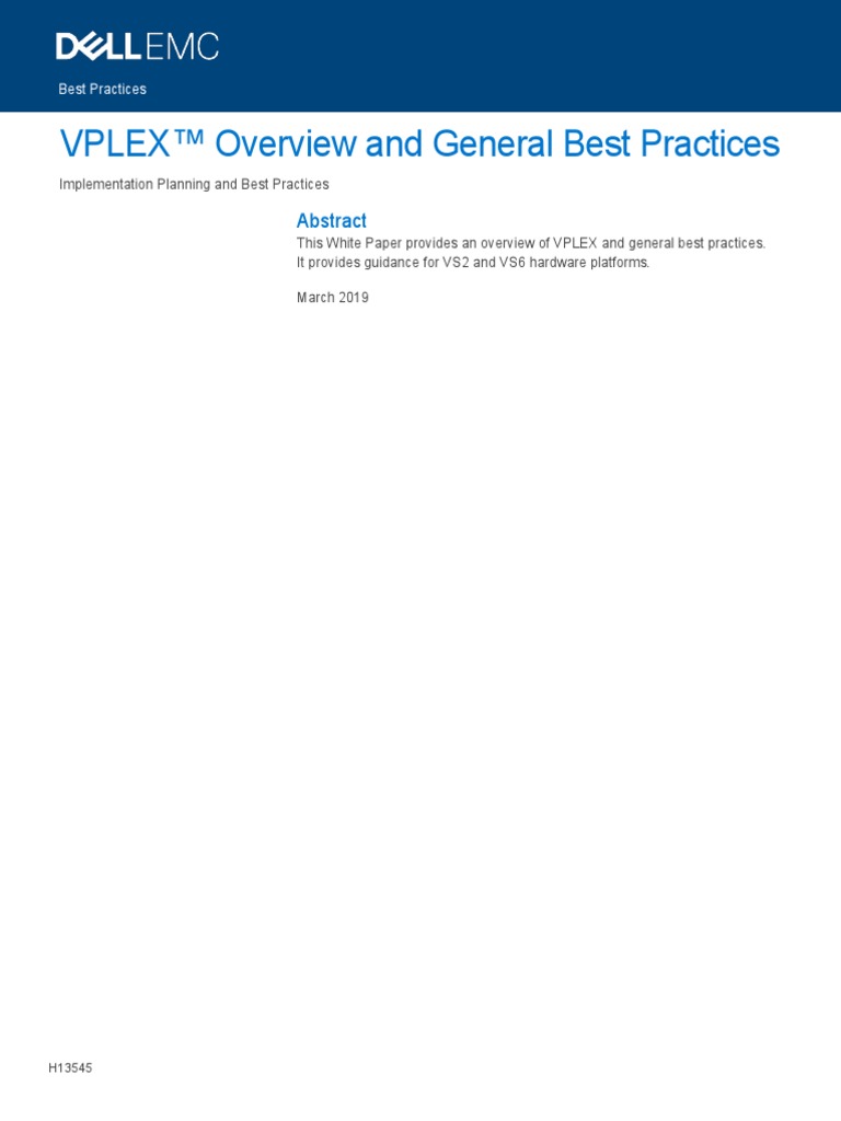 VPLEX™ Overview and General Best Practices | PDF | Computer Data | Data ...