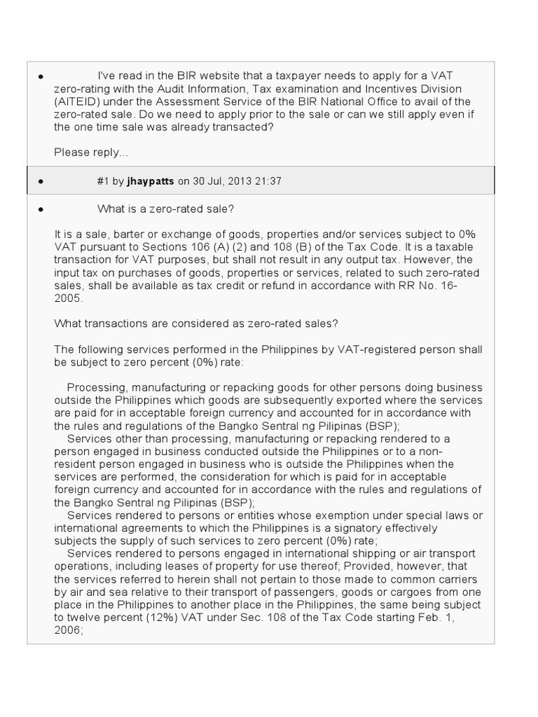 Application For VAT Zero Rating | PDF | Value Added Tax | Tax Exemption