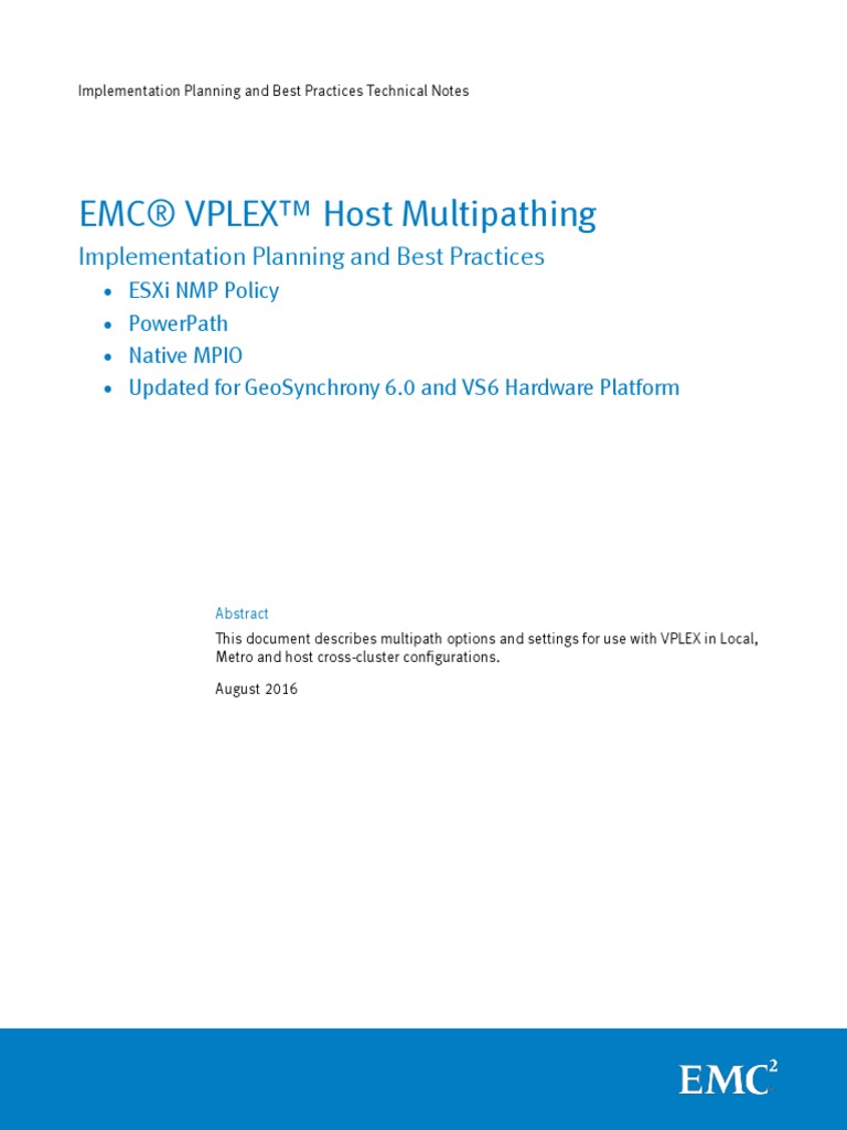 EMC® VPLEX™ Host Multipathing | PDF | Load Balancing (Computing) | Computer Data Storage