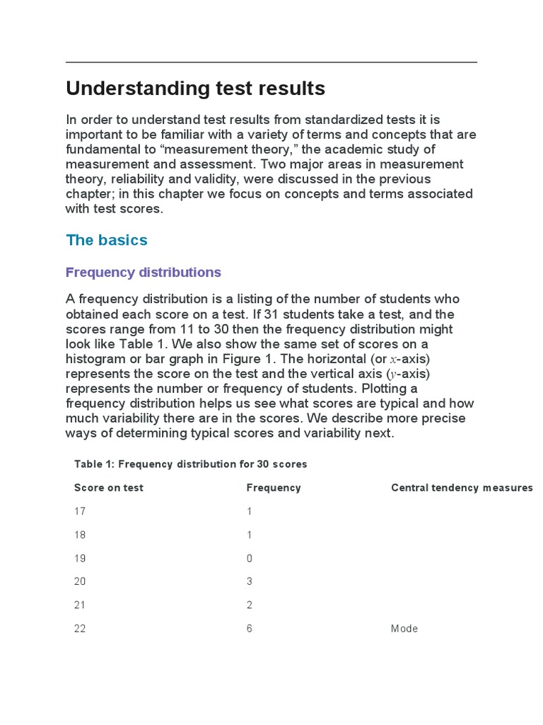 Understanding Test Results Central Tendency and Variability | PDF ...