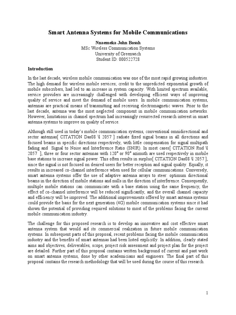 Smart Antenna Systems For Mobile Communications: Nnaemeka John Bosah | PDF | Mimo | Duplex ...