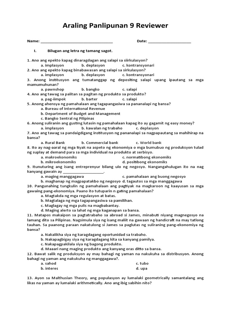 4th Grading Exam in A P IV Final | PDF