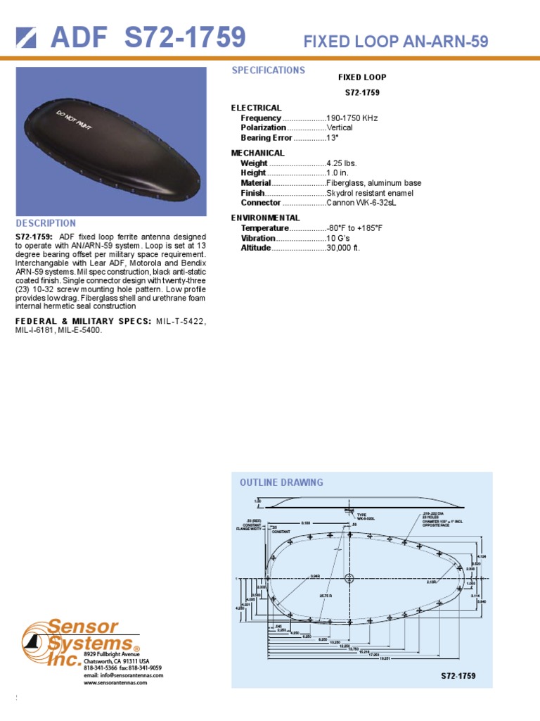 ADF S72-1759: Sensor Systems Inc | PDF | Antenna (Radio ...