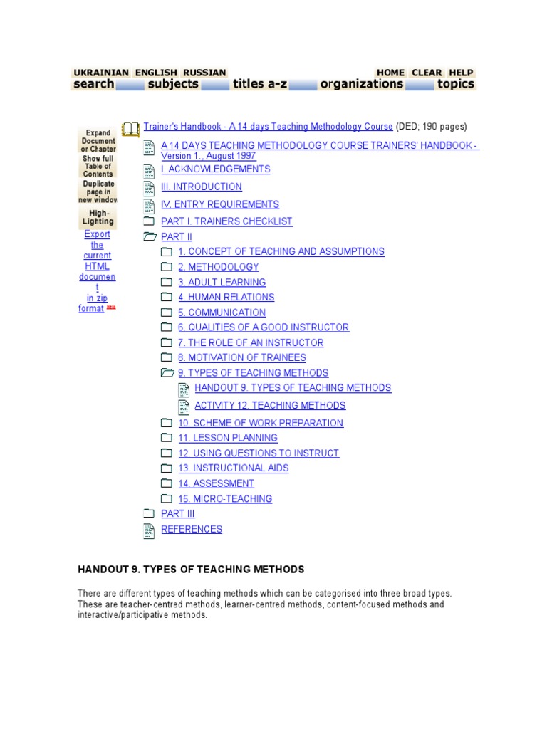 Types of Teaching Methods | PDF | Lecture | Brainstorming