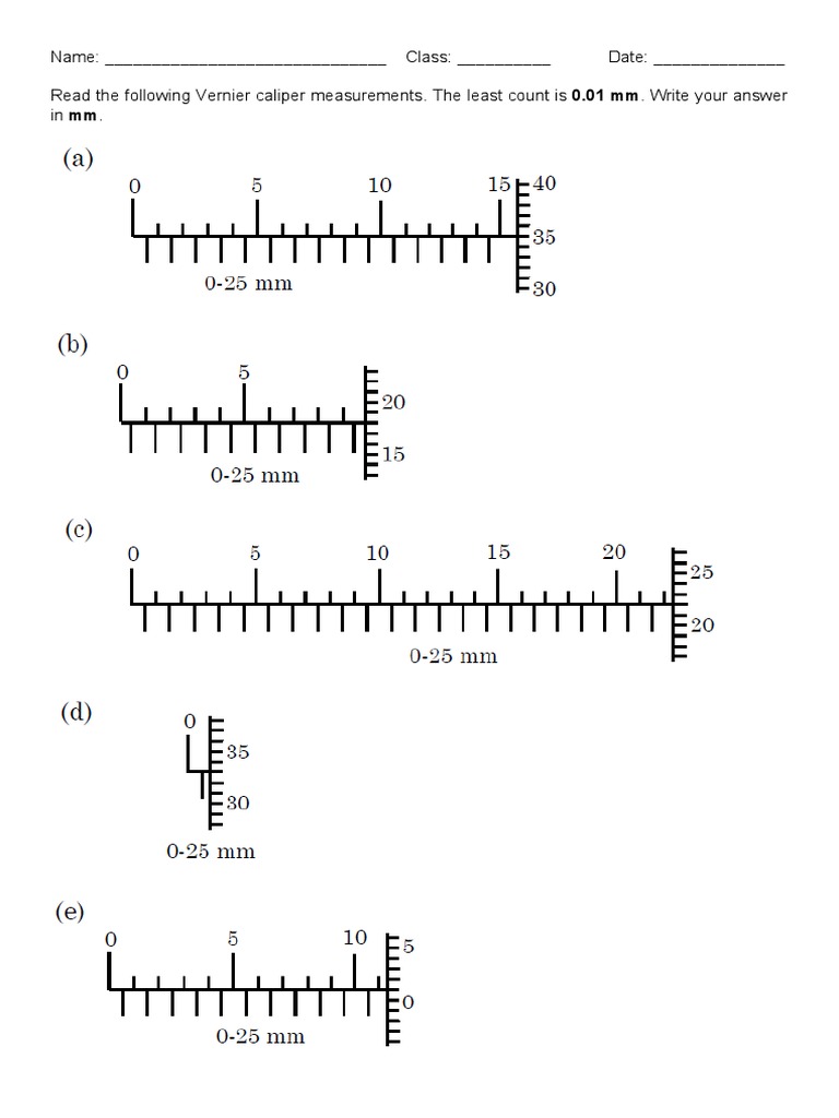 Micrometer Screw Gauge Practice Worksheet | PDF