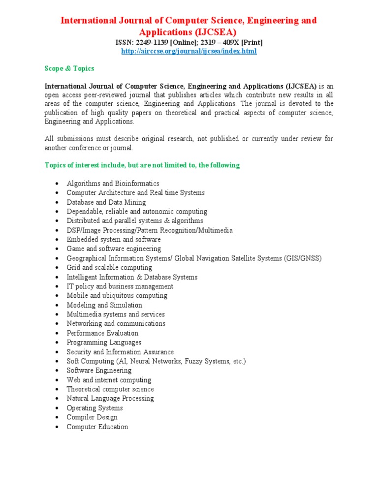 International Journal of Computer Science, Engineering and Applications ...