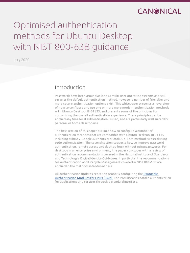 Canonical - Authentication For Ubuntu Desktop - V6 | PDF | Sudo | Secure Shell