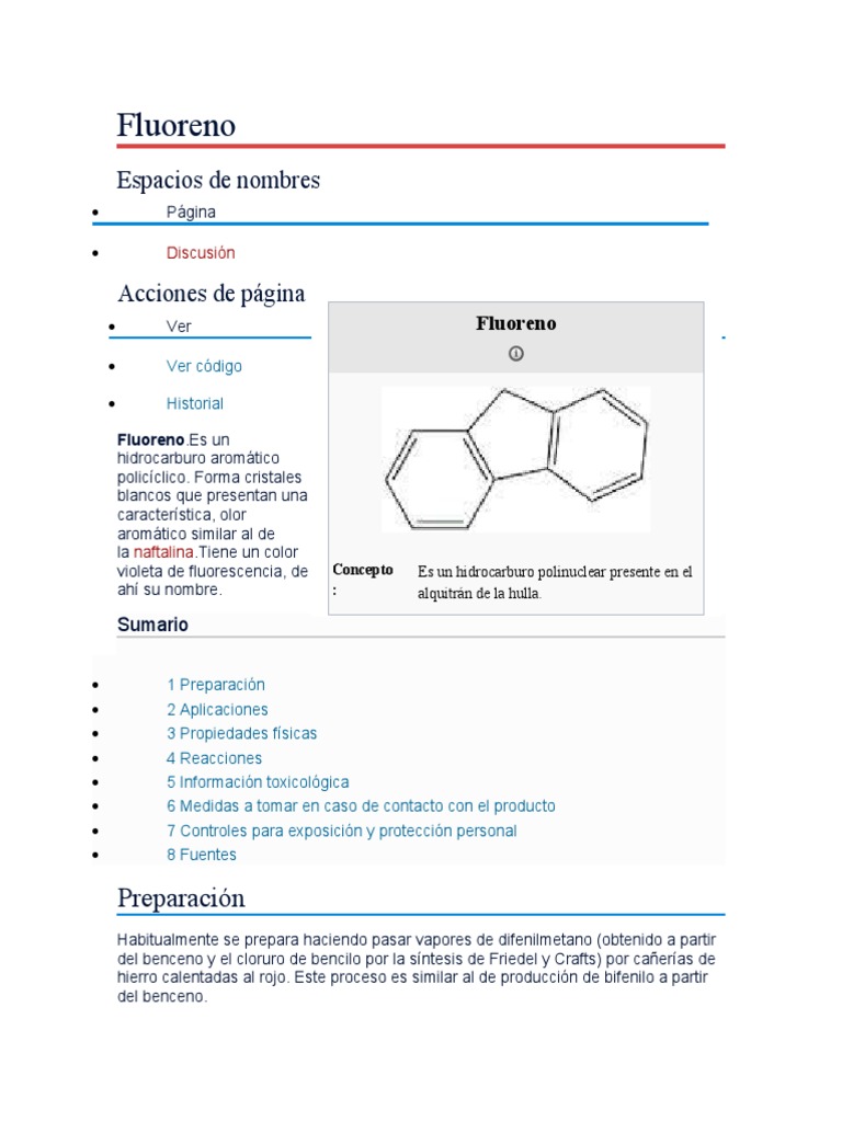 Fluoreno Ecured | PDF | Hidrocarburos | Compuestos químicos