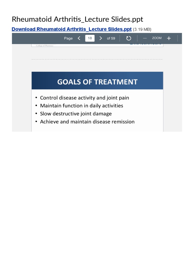 Rheumatoid Arthritis - Lecture Slides - PPT - PPS946-001 - Adv ...