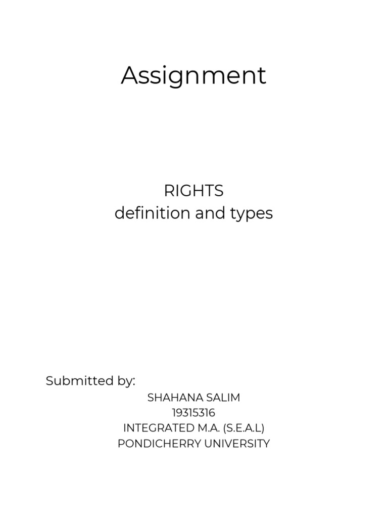 Assignment: Rights Definition and Types | PDF | Rights | Civil And ...