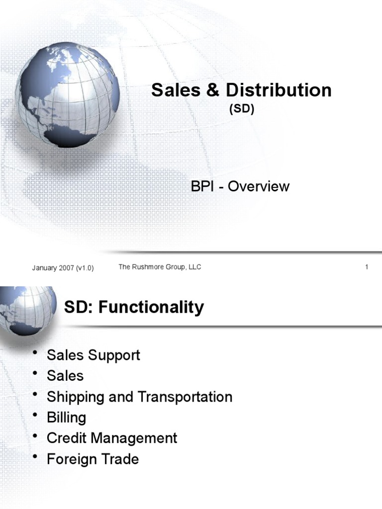 Sap SD PPT-1 | PDF | Delivery (Commerce) | Sales