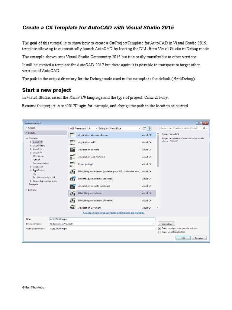 Create A C# Template For Autocad With Visual Studio 2015: Start A New ...