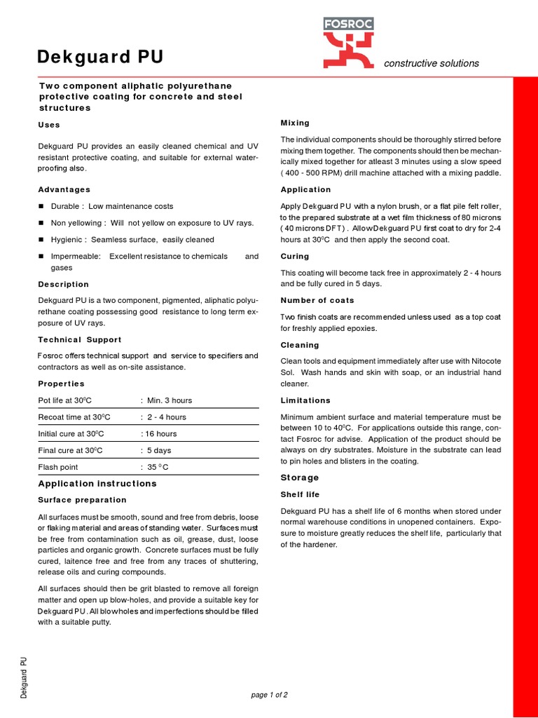 TDS Dekguard PU India | PDF | Epoxy | Industrial Processes