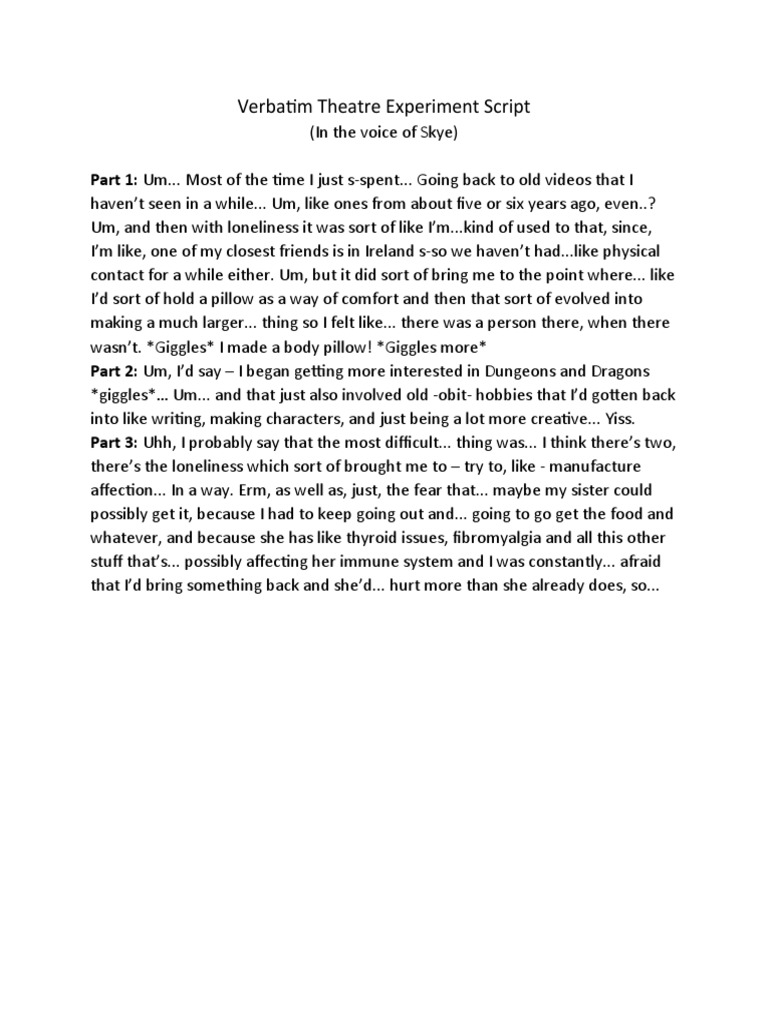 Verbatim Theatre Experimental Script | PDF