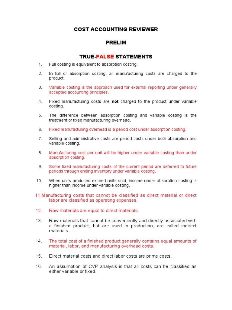 Cost Accounting Reviewer | PDF | Cost Of Goods Sold | Inventory