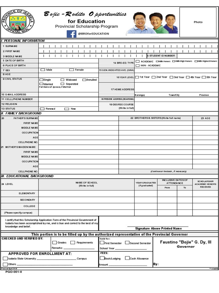BRO-Ed-01-Application-Form LATEST 2018 | PDF | Learning | Behavior ...