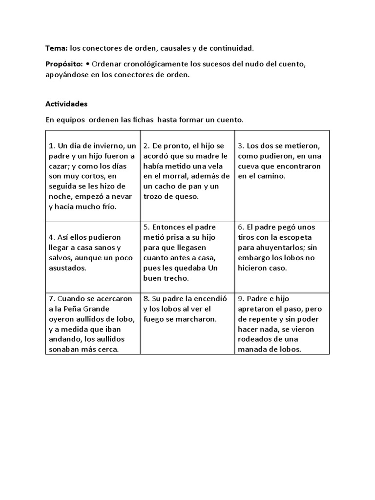 Actividades para El Cuento y Los Conectores | PDF | Cometa | Meteorito