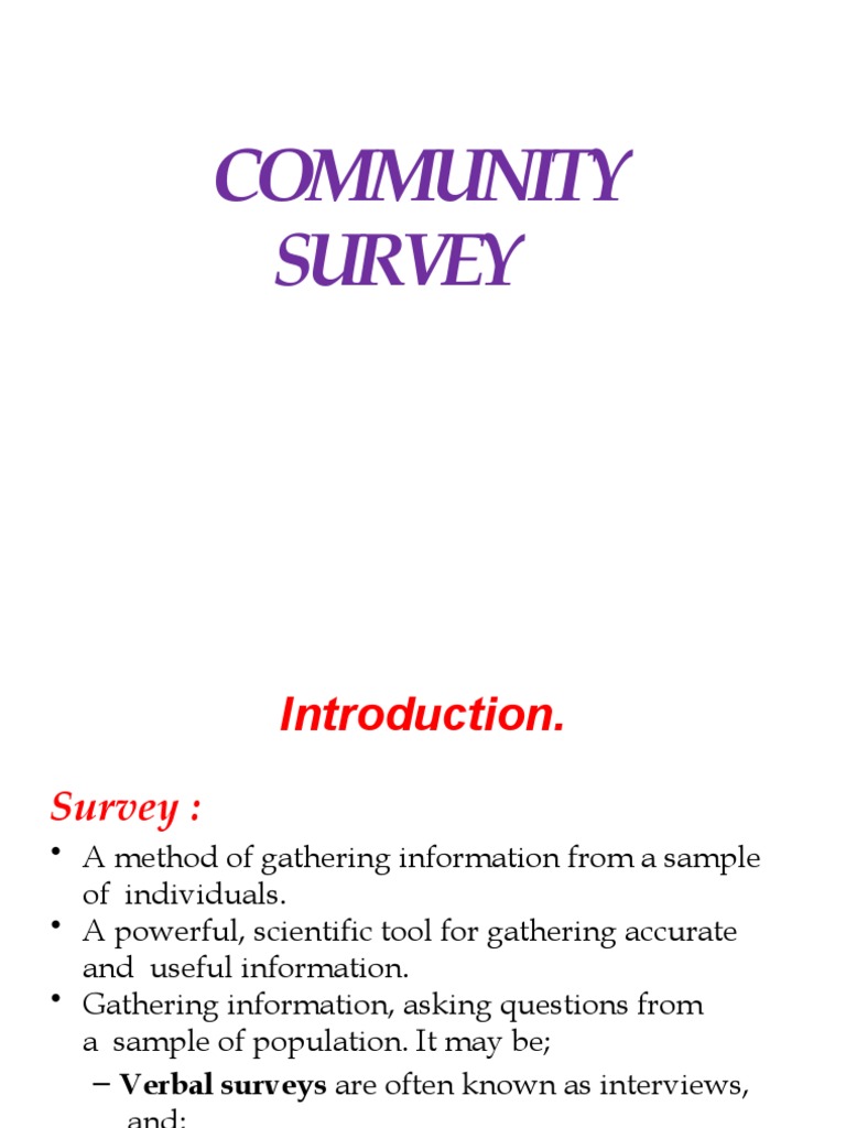 Community Health Survey Overview | PDF | Survey Methodology | Observation