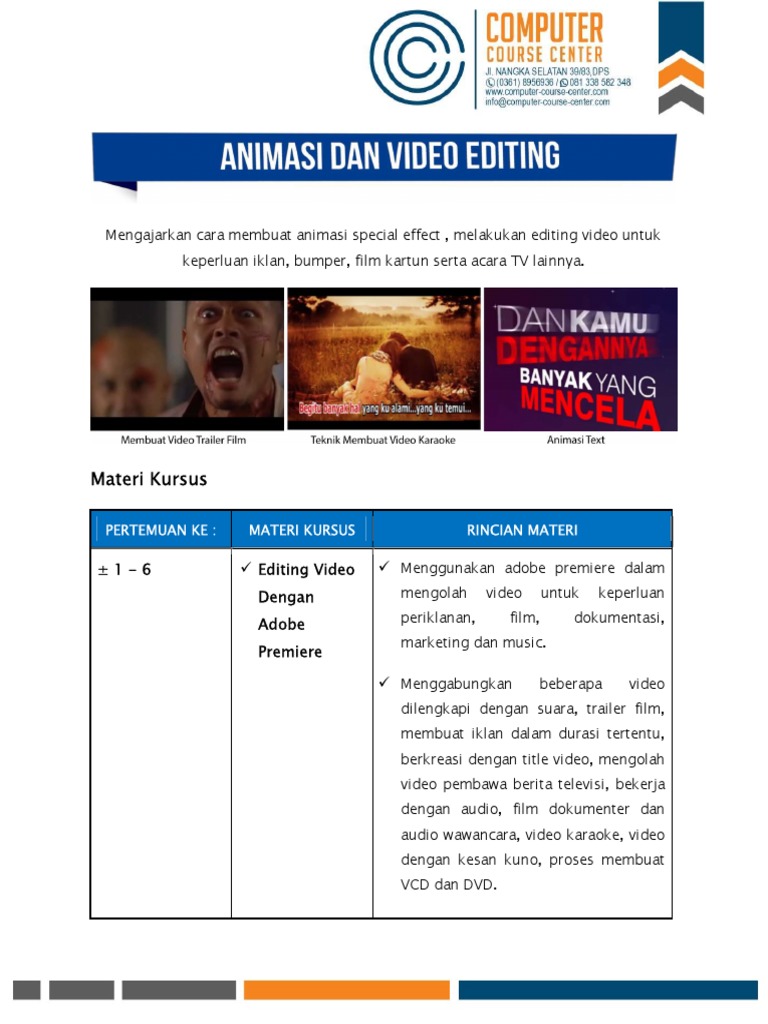 Materi Kursus Animasi Editing Video PDF | PDF