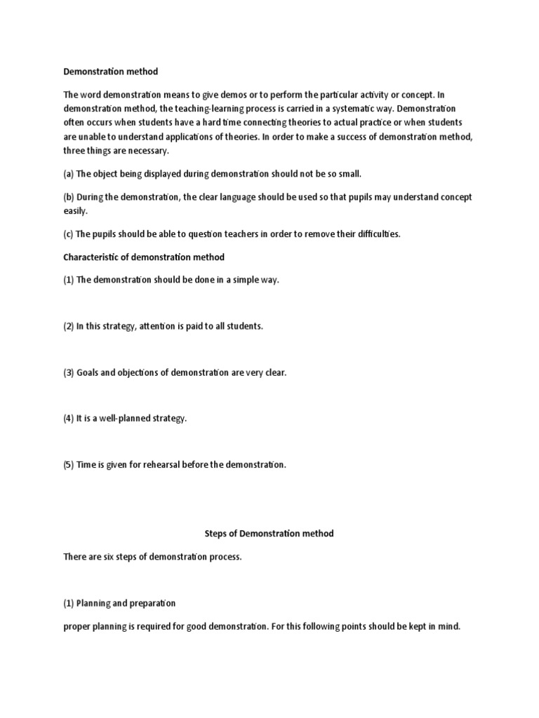 The Demonstration Method: A Six-Step Process for Connecting Theory to ...