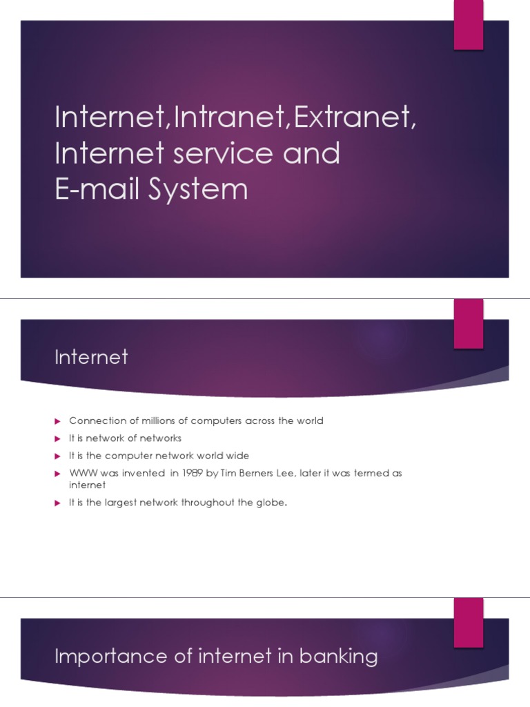 Internet, Intranet, Extranet, Internet Service and E-Mail System | PDF ...