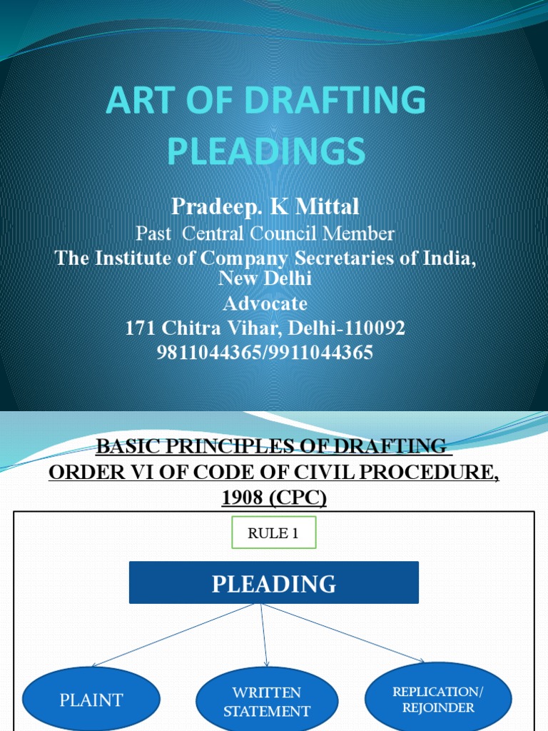Art of Drafting Pleadings: Pradeep. K Mittal | PDF | Pleading | Affidavit