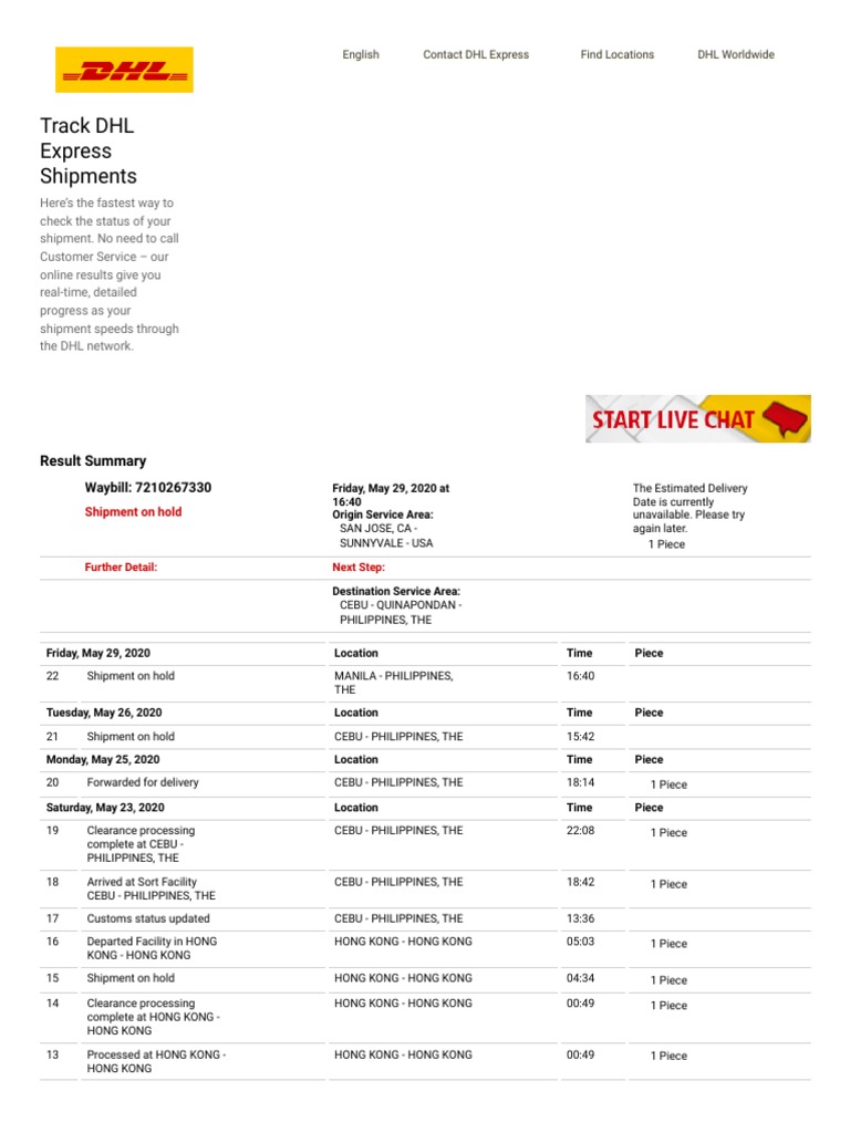 Track Your DHL Shipment Status Online | PDF | Business