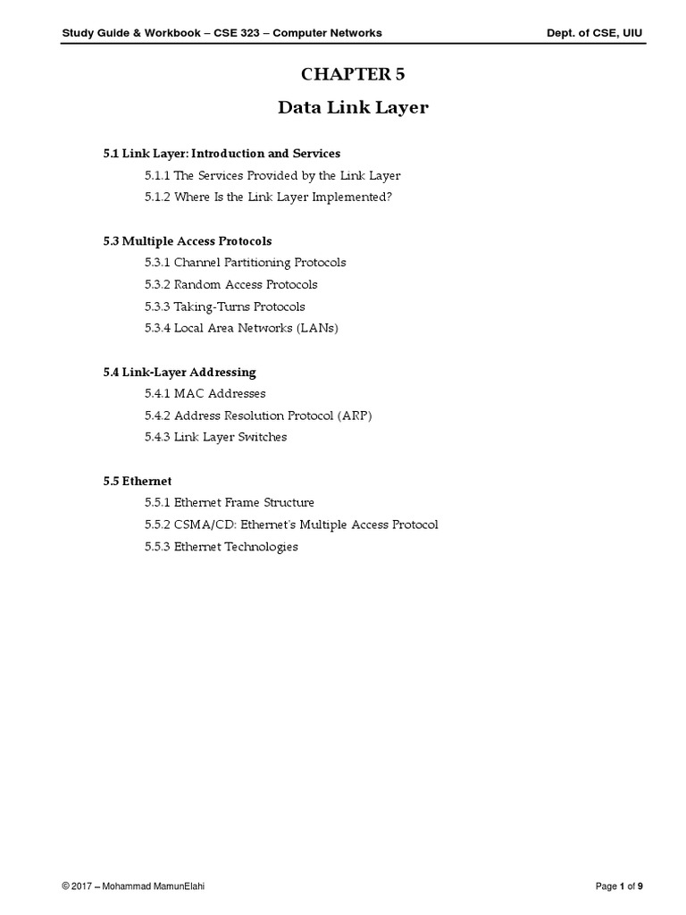 Computer Networks - Chapter 5 - Data Link Layer | PDF | Network Switch | Computer Network