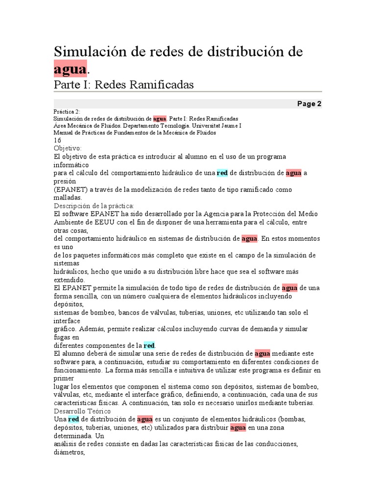 Simulación de Redes de Agua Ramificadas | PDF | Bomba | Simulación
