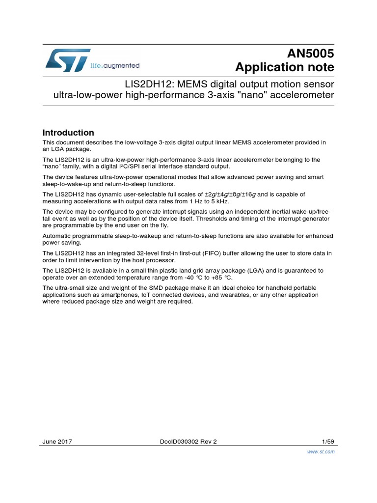 LIS2DH12 ApplicationNode | PDF | Accelerometer | Computer Engineering