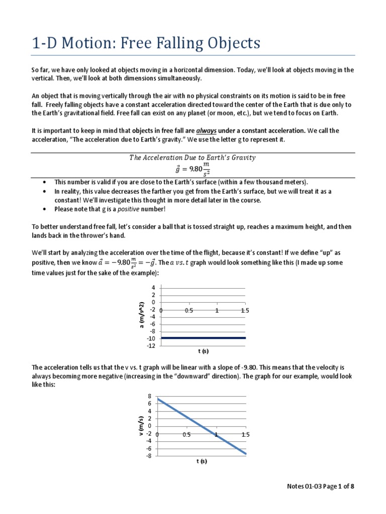 01-03 One Dimension Kinematics - Vertical Motion - With Solutions | PDF ...