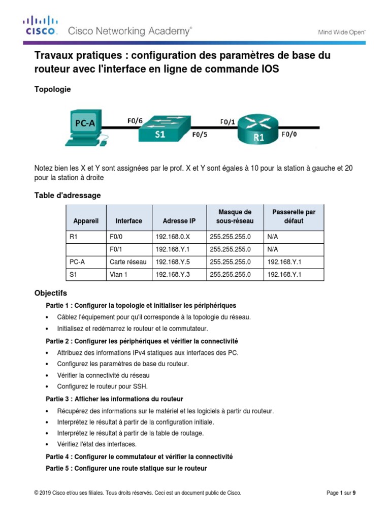 1.1.4.6 Lab - Configuring Basic Router Settings With IOS CLI Revisé PDF ...