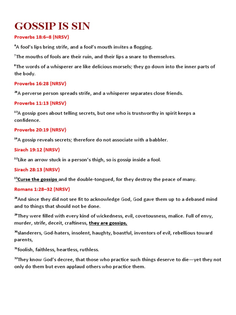 Gossip Is Sin | PDF | Seven Deadly Sins | Christianity