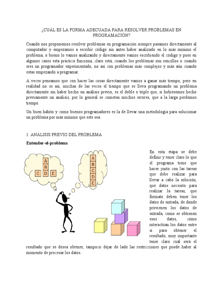 Cuál Es La Forma Adecuada para Resolver Problemas en Programación | PDF ...