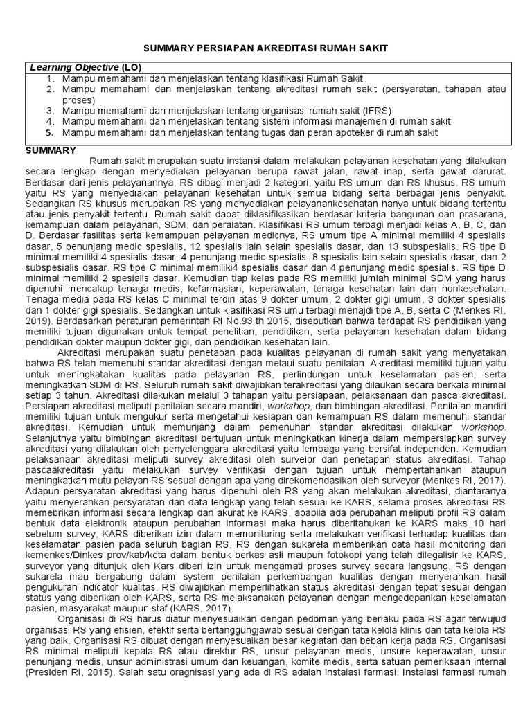 Persiapan Akreditasi Rumah Sakit Pdf