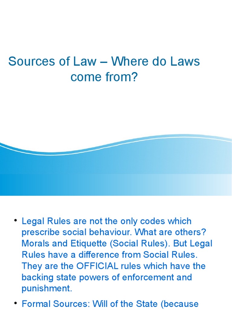 Sources of Law - Where Do Laws Come From? | PDF | Precedent | Public Law