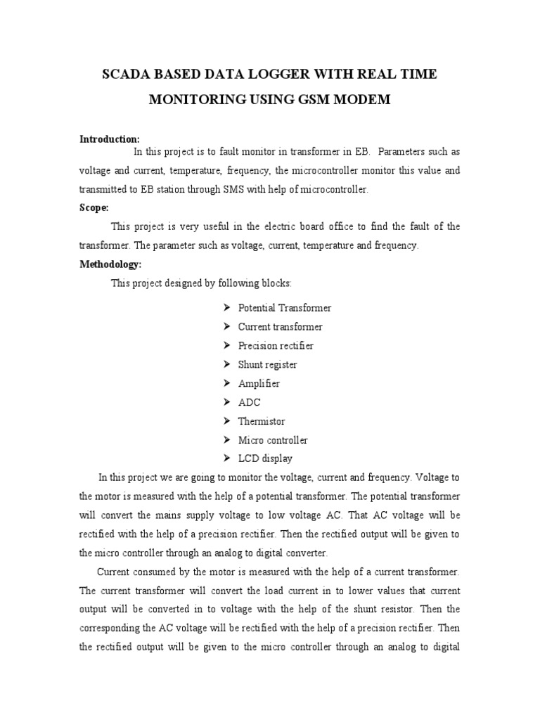 Scada Based Data Logger With Real Time Monitoring Using GSM Modem | PDF ...
