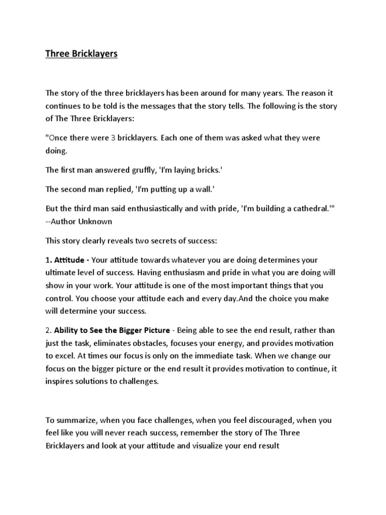 Three Bricklayers | PDF | Behavioural Sciences | Employee