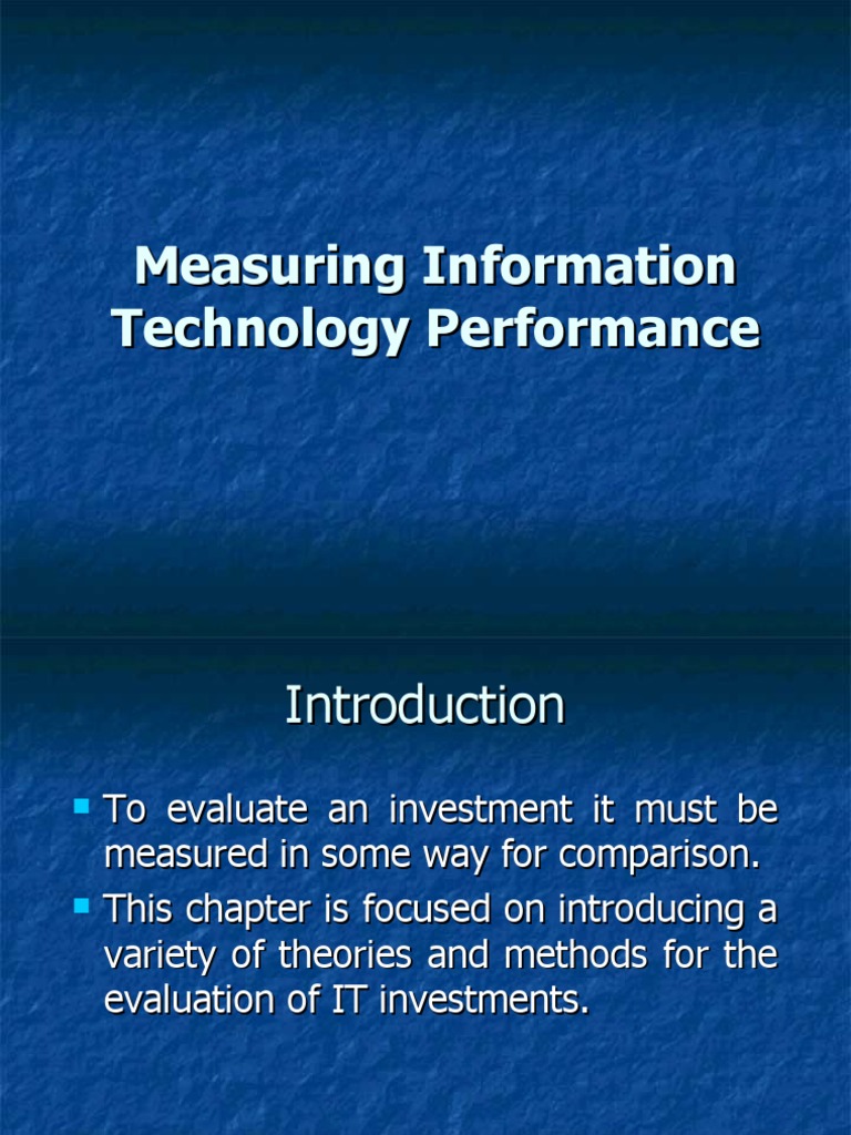 Measuring Information Technology Performance | PDF | Business Value ...