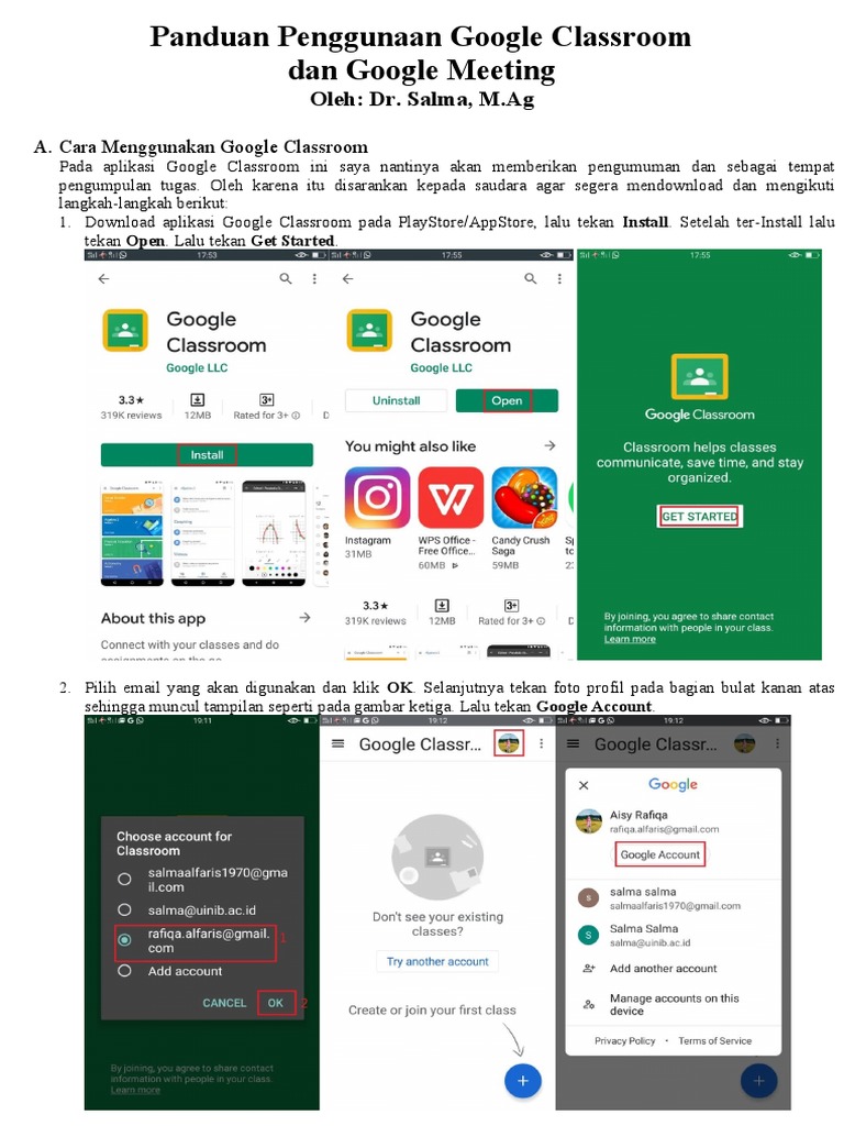 Panduan Penggunaan Google Classroom Dan Google Meet | PDF
