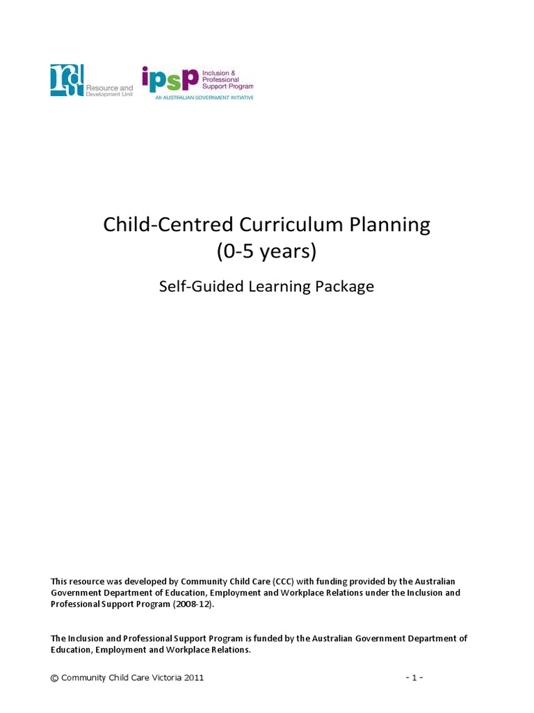Child-Centred Curriculum Planning (0-5 Years) : Self-Guided Learning Package | PDF | Curriculum ...