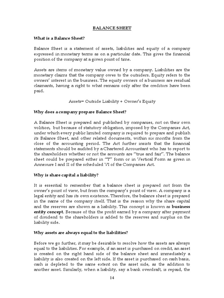 Balance Sheet PDF | Download Free PDF | Loans | Balance Sheet