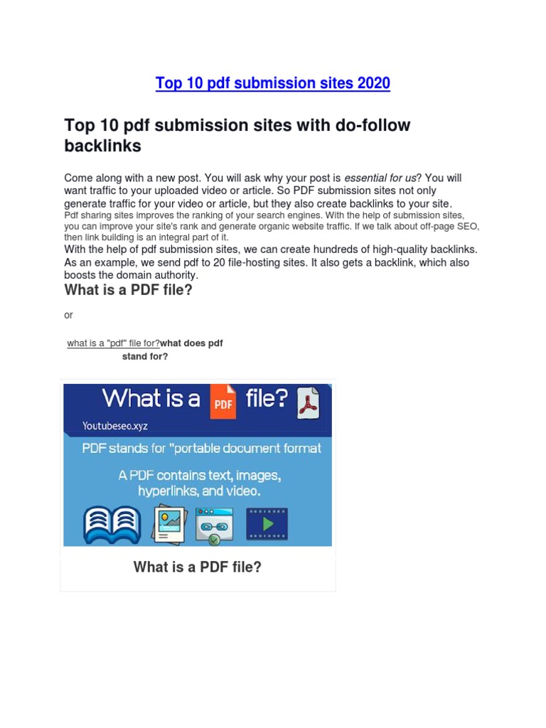 Top 10 PDF Submission Sites 2020 | PDF