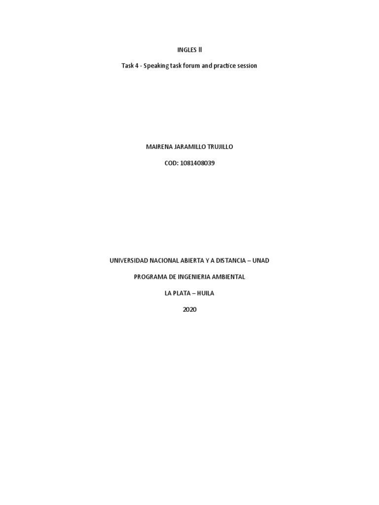Ingles LL Task 4 - Speaking Task Forum and Practice Session | PDF