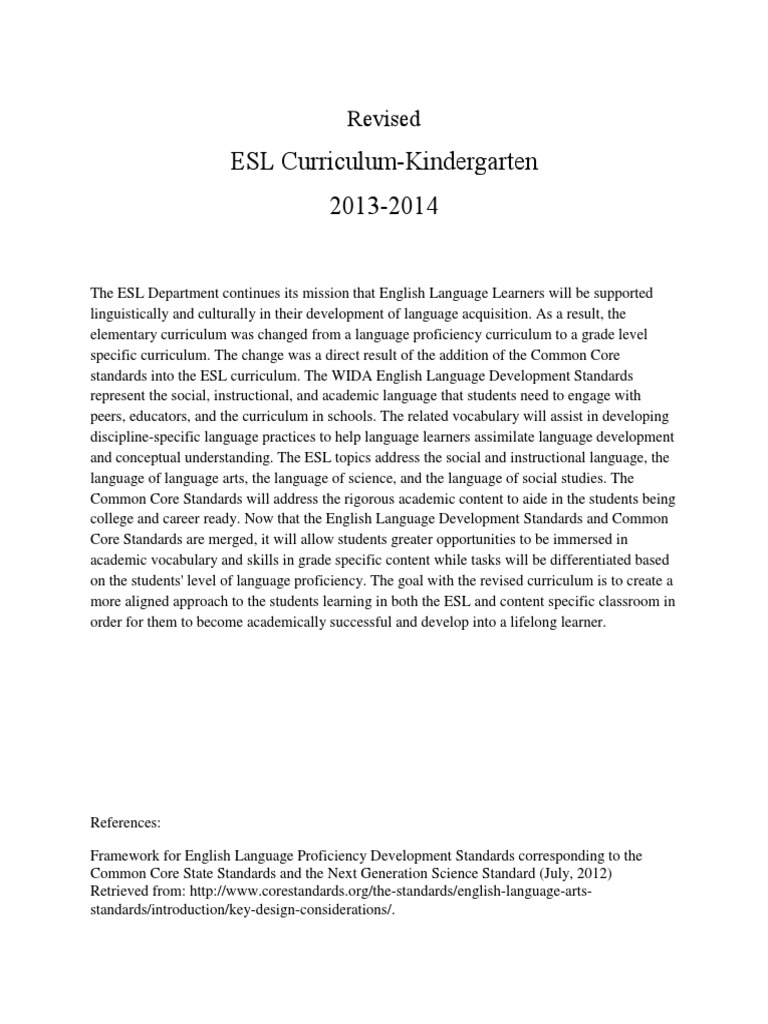 Aligning Language Development and Academic Standards: A Revised ...